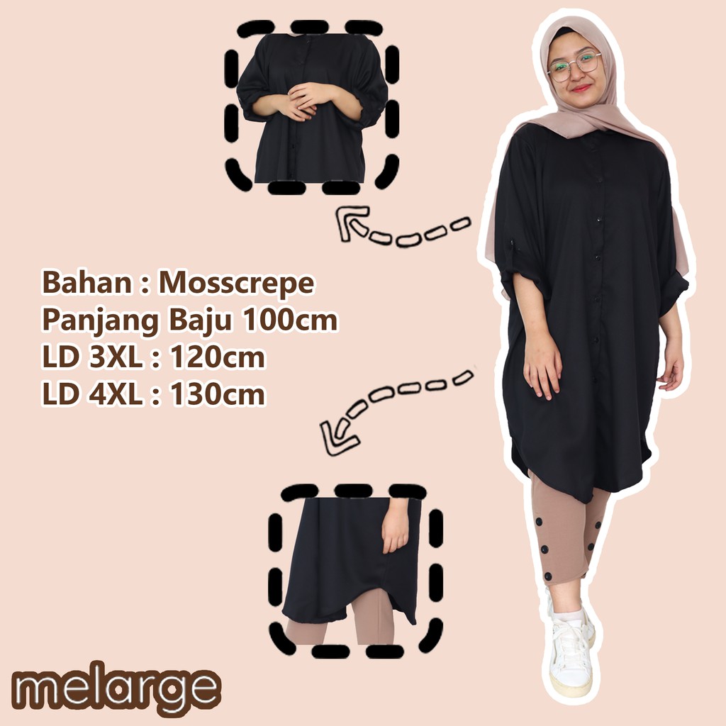 Jual BAJU TUNIK POLOS JUMBO UKURAN 3XL 3L XXXL LD 120 4XL 4L XXXXL LD 130 5XL 5L LD 140 ATASAN ...