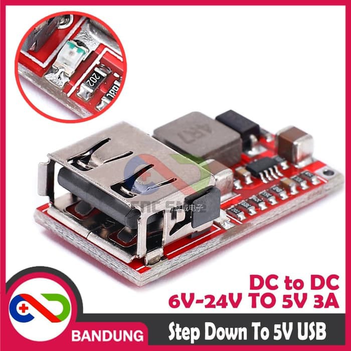 Jual STEP DOWN DC TO DC USB CONVERTER 6V-24V TO 5V 3A MODULE USB ...