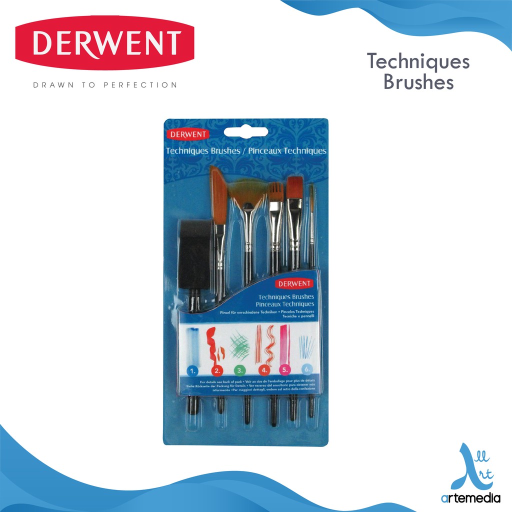 Jual Derwent Techniques Brush Set – Paket 6 Kuas Lukis Kreatif (Foam ...