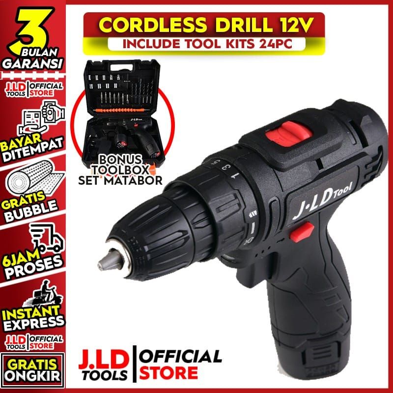 Jual Bor JLD 12v - 2A Cordlessb Tool 24pc | Shopee Indonesia