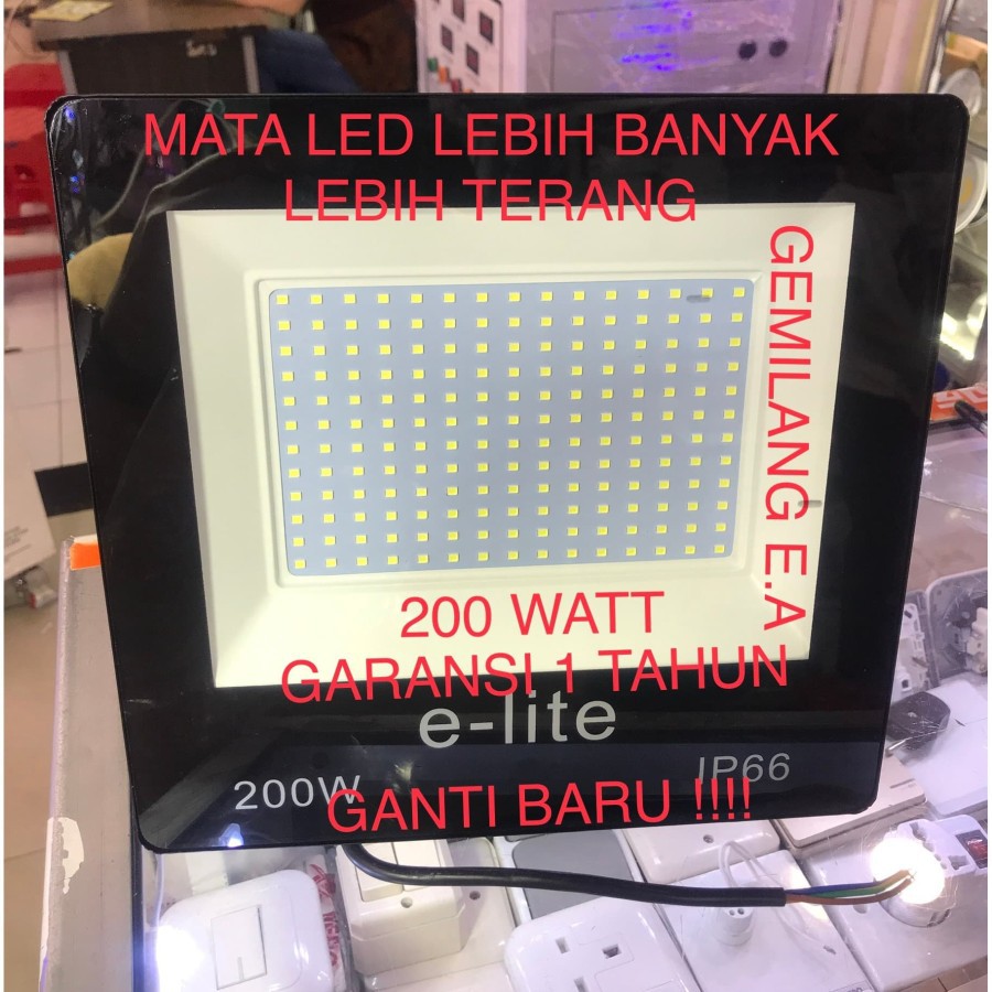 Jual LAMPU LED SOROT TEMBAK 200 WATT 200W FLOODLIGHT OUTDOOR IP66 GARANSI 1 TAHUN SANGAT TERANG ...
