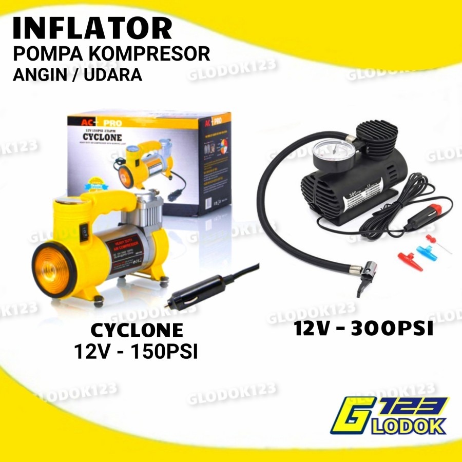 Jual Pompa Elektrik Tekanan Angin Ban Inflator Kompresor Udara DC 12V ...