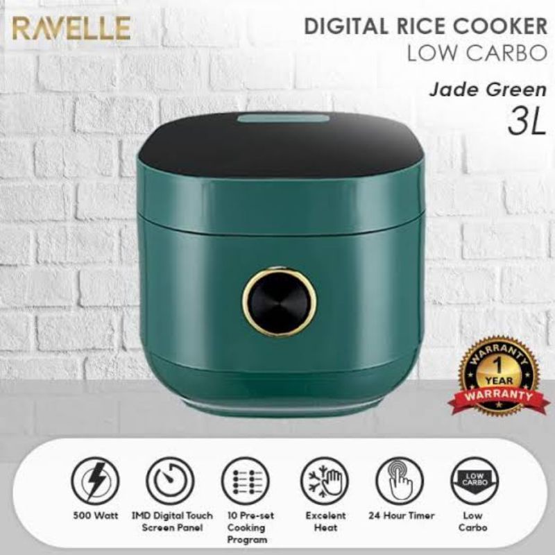 Jual Ravelle Digital Low Carbo Rice Cooker - Jade 3L | Shopee Indonesia