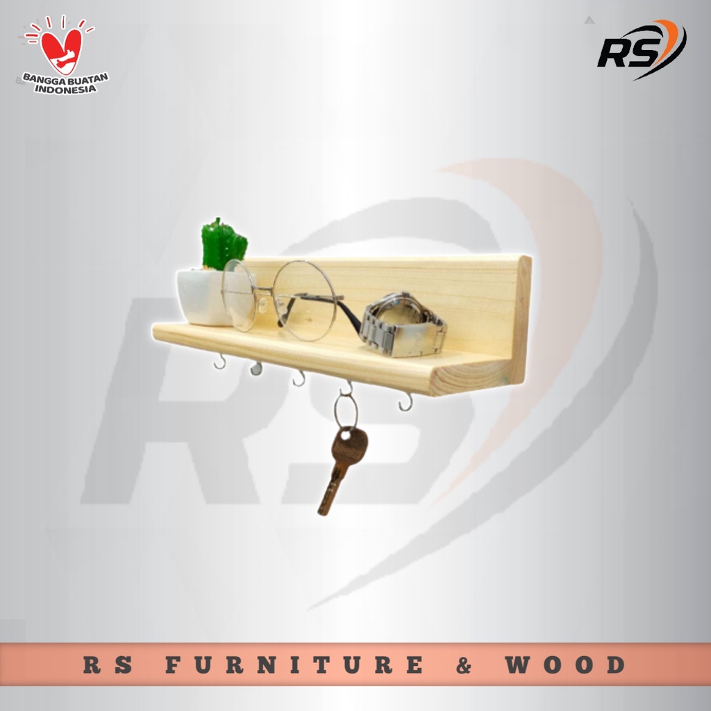 Jual Rak Gantung Kayu/Rak Dinding/Rak Minimalis/Tempat Gantungan Kunci ...