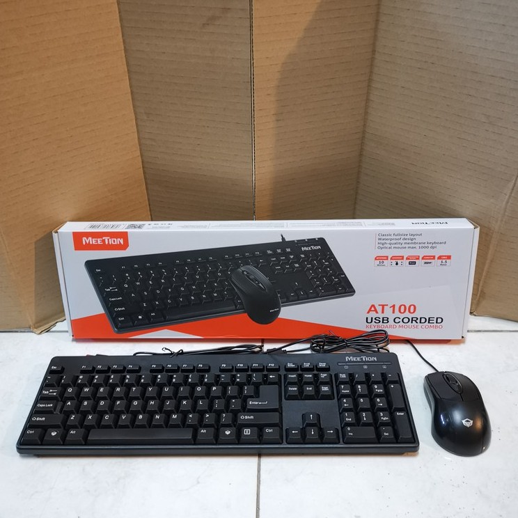 Jual Meetion USB Corded Keyboard Mouse Combo (AT100) | Shopee Indonesia