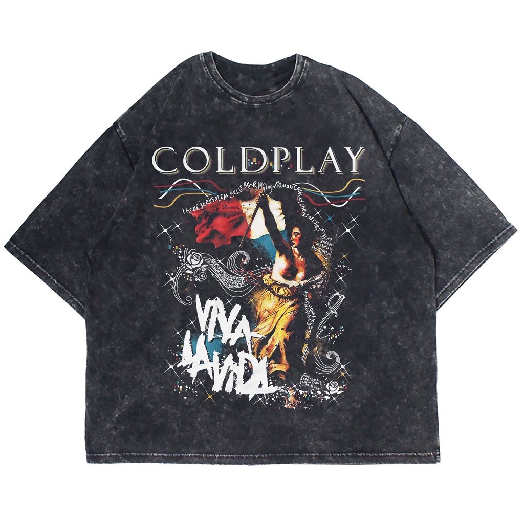 Jual KAOS OVERSIZE COLDPLAY VIVA LA VIDA WASHING VINTAGE TEE ( WASHING ...