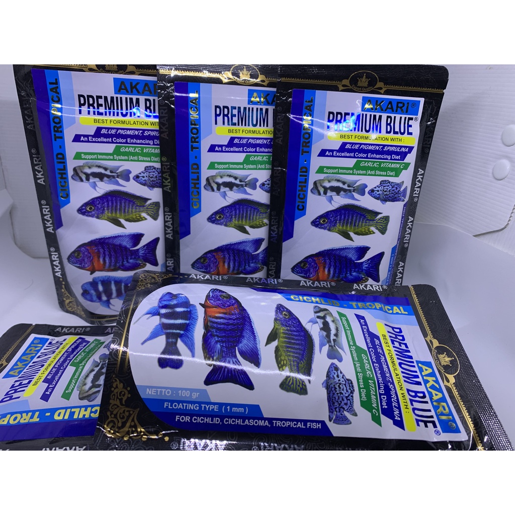 Jual Akari Premium Blue CICHLID 100gr tropical fish food 1mm | Shopee ...