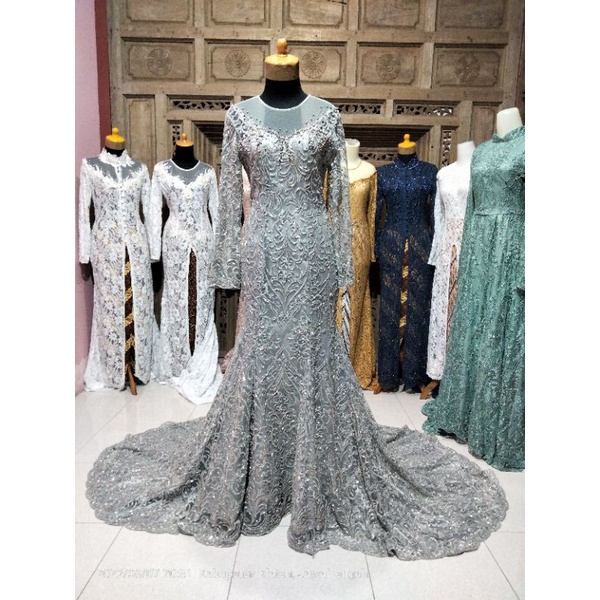 Jual Gaun pengantin Silver / Gaun Duyung ekor. | Shopee Indonesia