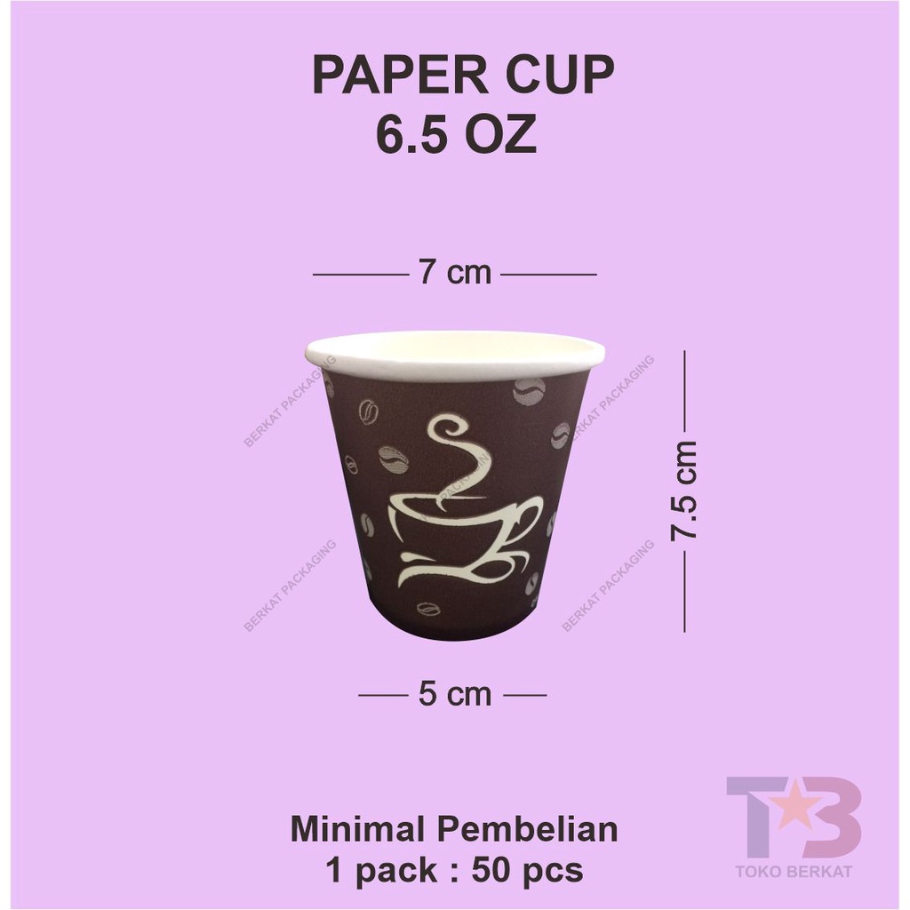 Jual Paper Cup 6,5oz Motif isi 50pcs / Paper Cup Hot / Sablon / Cetak / Gelas kertas / Gelas ...