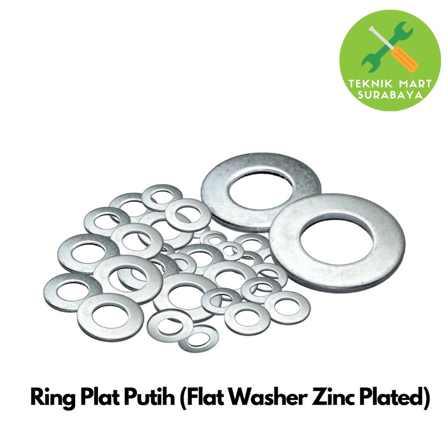 Jual Ring Plat Putih M6(1/4")x16x1mm ( @100 pcs ) | Shopee Indonesia