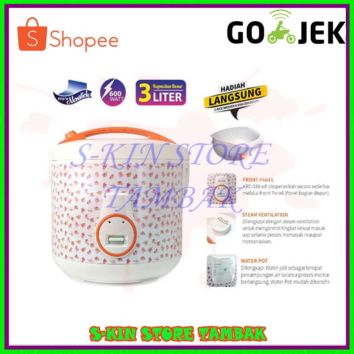 Jual New Mgic Com Kirin KRC-188wh 3 liter ukuran cukup besar untuk 1 keluarga | Shopee Indonesia