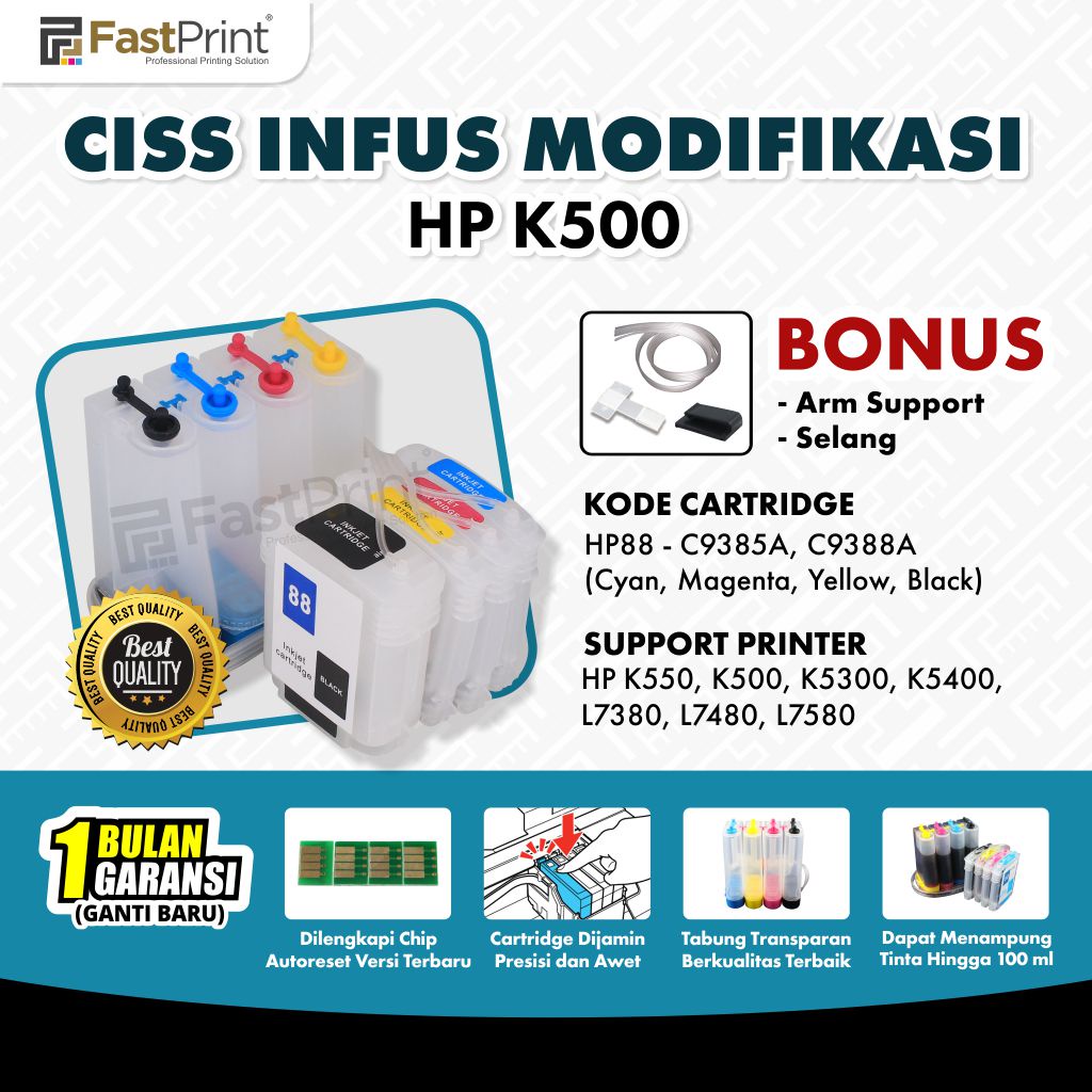 Jual CISS Infus Modifikasi HP OFFICEJET PRO K550 K500 K5300 K5400 L7380 ...