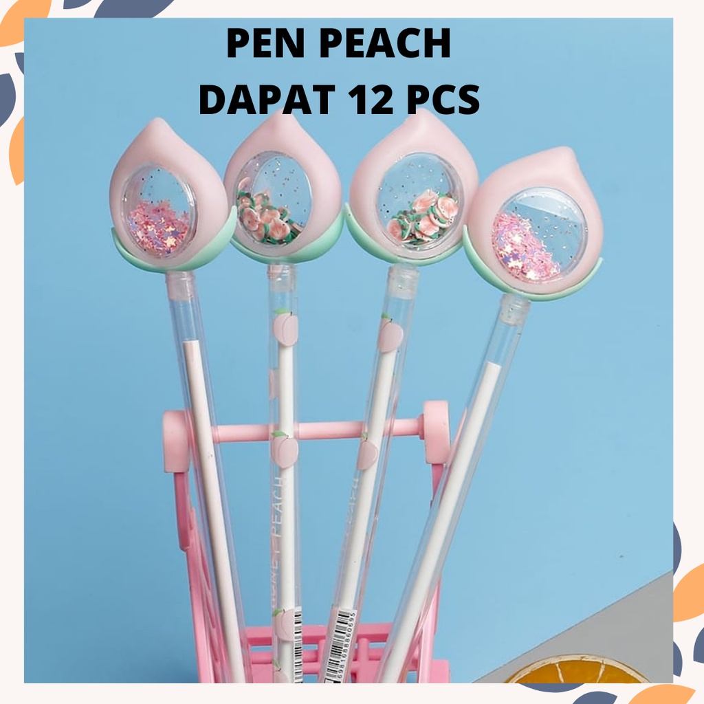 Jual PEN PEACH 1 LUSIN DAPAT 12 PCS PENA BOLPEN BALLPOINT KARAKTER LUCU ...