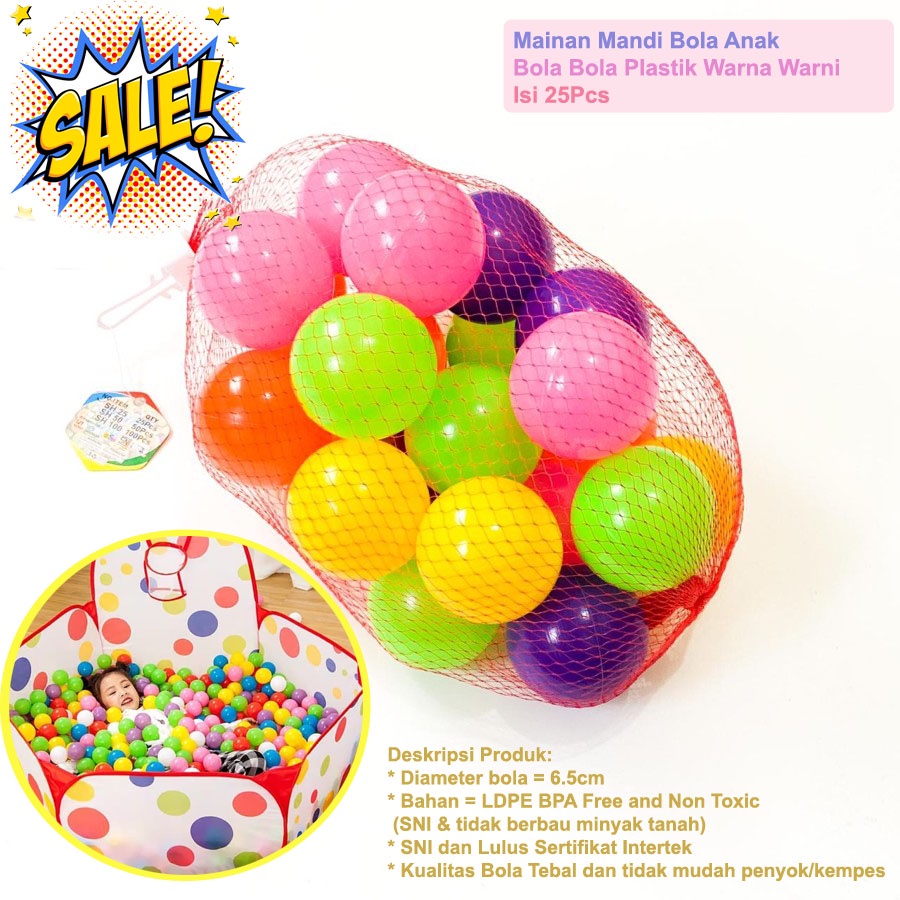 Jual Mainan Mandi Bola Bola Plastik Warna Warni Isi 25Bola / Mainan ...