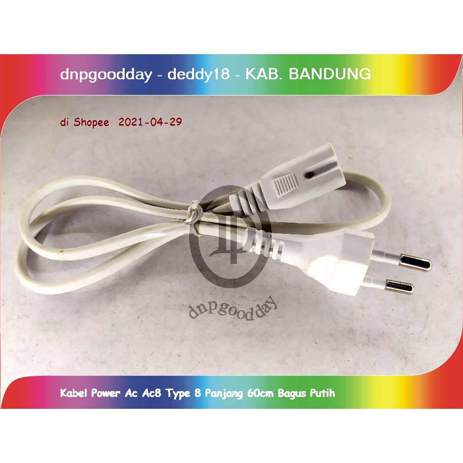 Jual Kabel Power Ac Ac8 Type 8 Panjang 60cm Bagus Putih | Shopee Indonesia