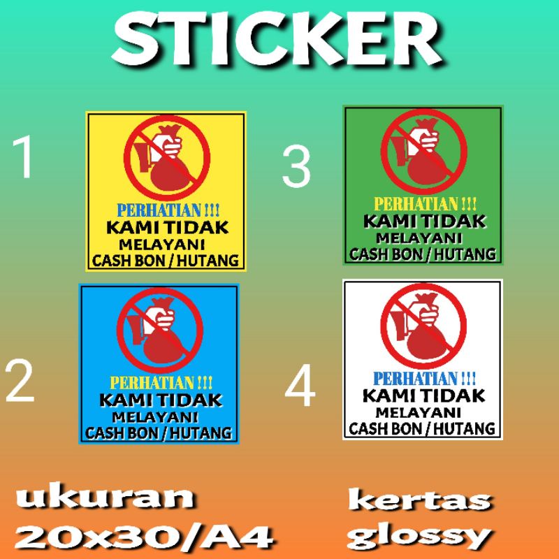 Jual sticker dilarang cash bon untuk toko sj6 | Shopee Indonesia