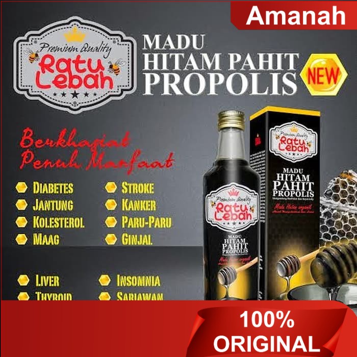 Jual Madu Hitam Pahit Ratu Lebah 470gr Plus Propolis Dan Insulin cv.elanazma | Shopee Indonesia
