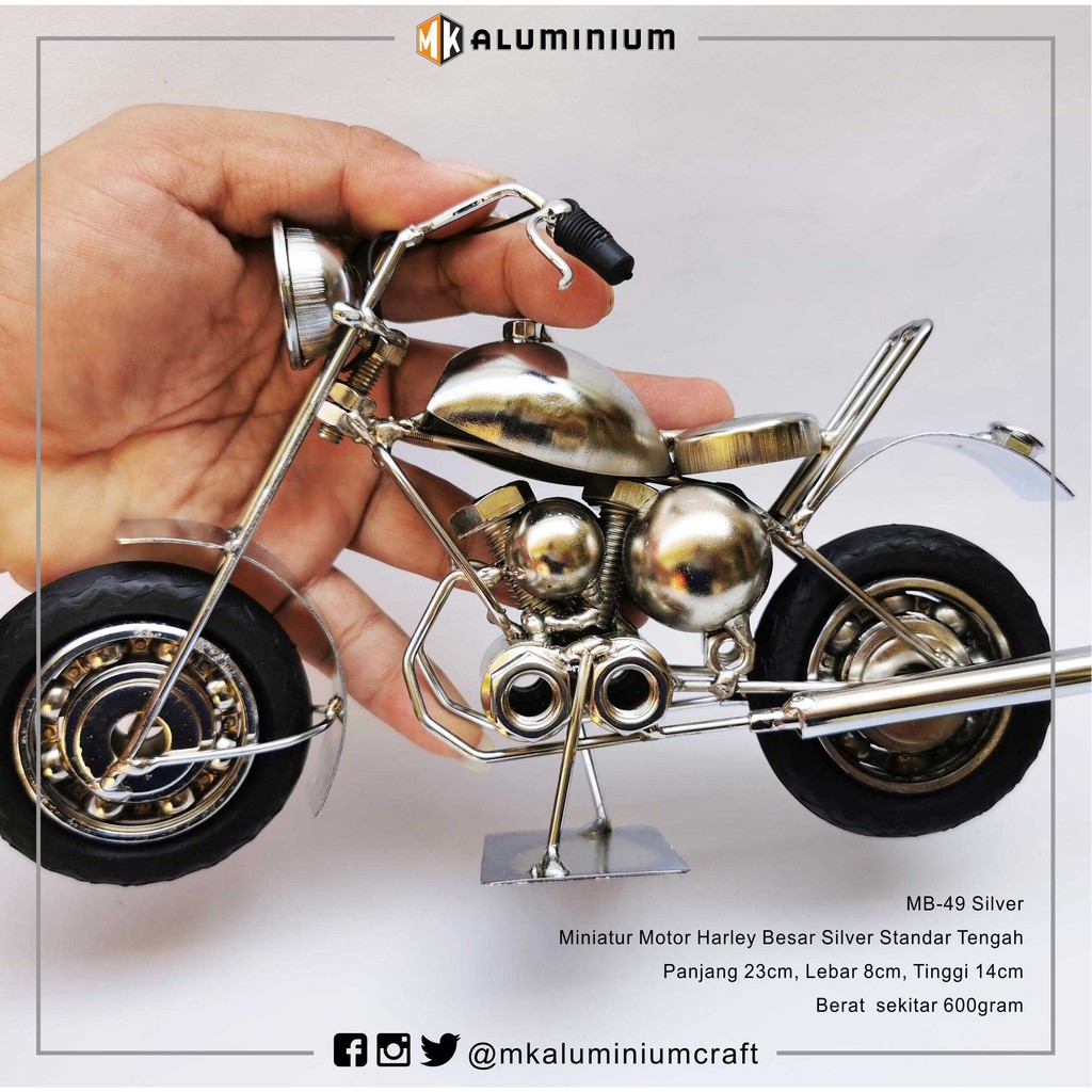 Jual Miniatur Sepeda Motor Harley Moge Besi - Herley Logam Silver Besar ...