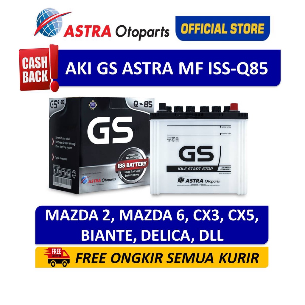 Jual Aki GS ASTRA MF ISS Idling Start Stop Q85 Mobil Mazda 2, CX 3, CX ...