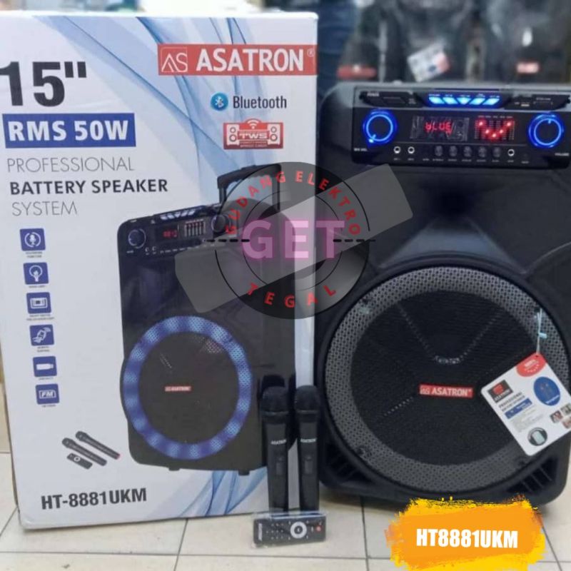 Jual SPEAKER PORTABLE ASATRON 15" INCH [BLUETOOTH + 2 MIC WIRELESS ...