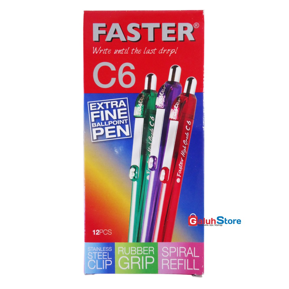 Jual Faster Pulpen C-6 0.5mm-Tinta Hitam 1 Box (12 pcs) | Shopee Indonesia