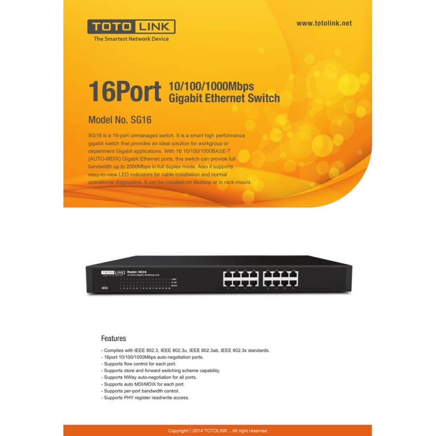 Jual TOTOLINK SG16 16Port Gigabit Unmanaged Switch | Shopee Indonesia