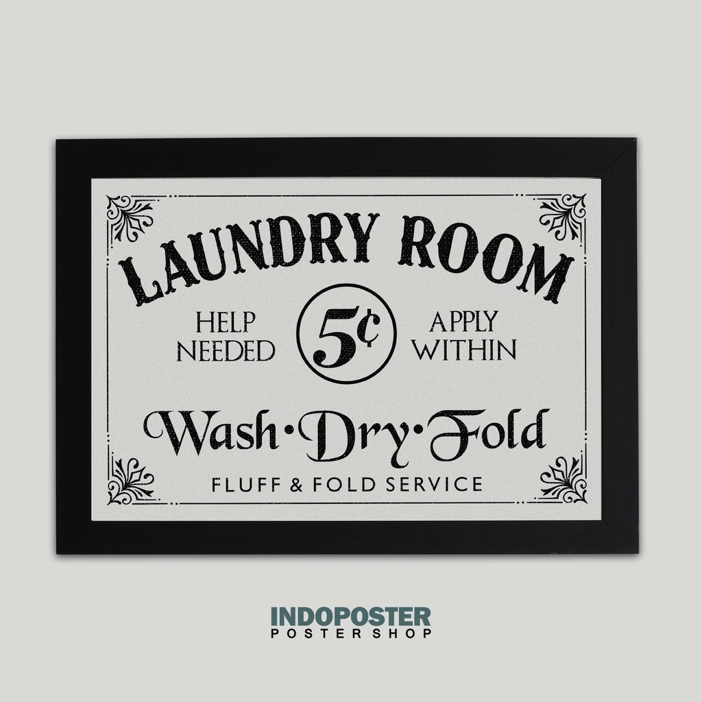 Jual POSTER HIASAN DINDING RUANG CUCI "LAUNDRY ROOM WASH DRY FOLD" 12RP ...