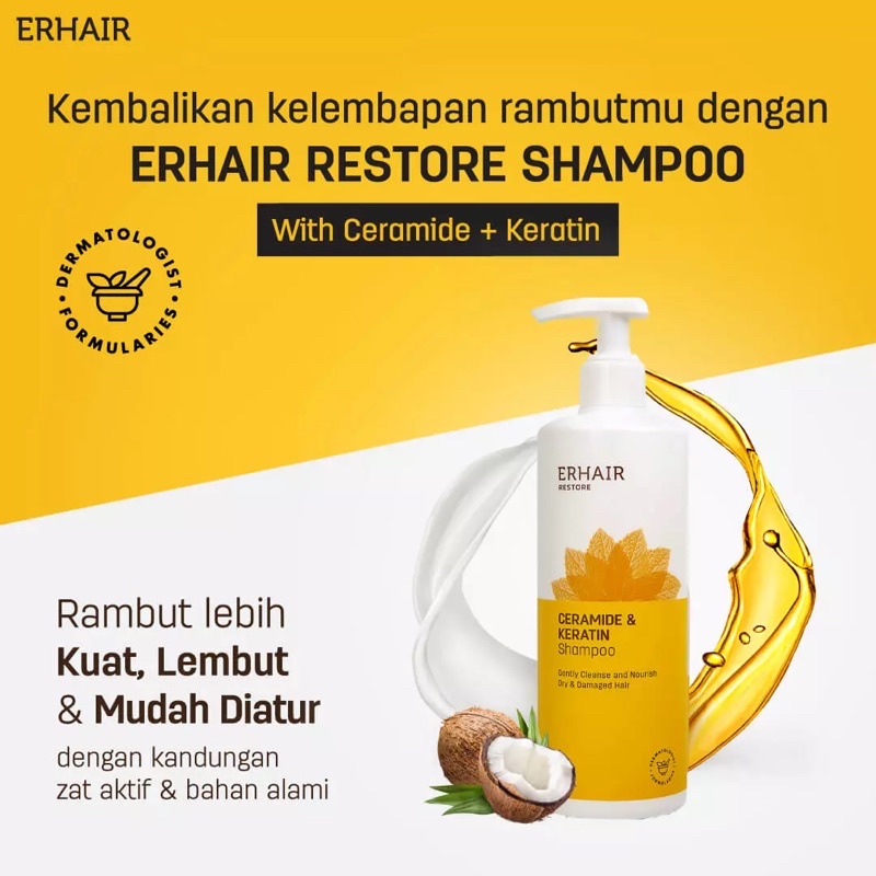 Jual Erha ERHAIR Restore Ceramide & Keratin Shampoo 370ml untuk rambut ...