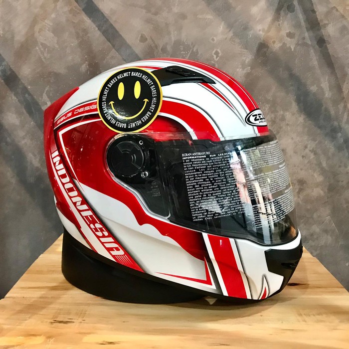 Jual Helm Zeus ZS 813 Indonesia White AN16 Red ZS813 Full Face Double ...