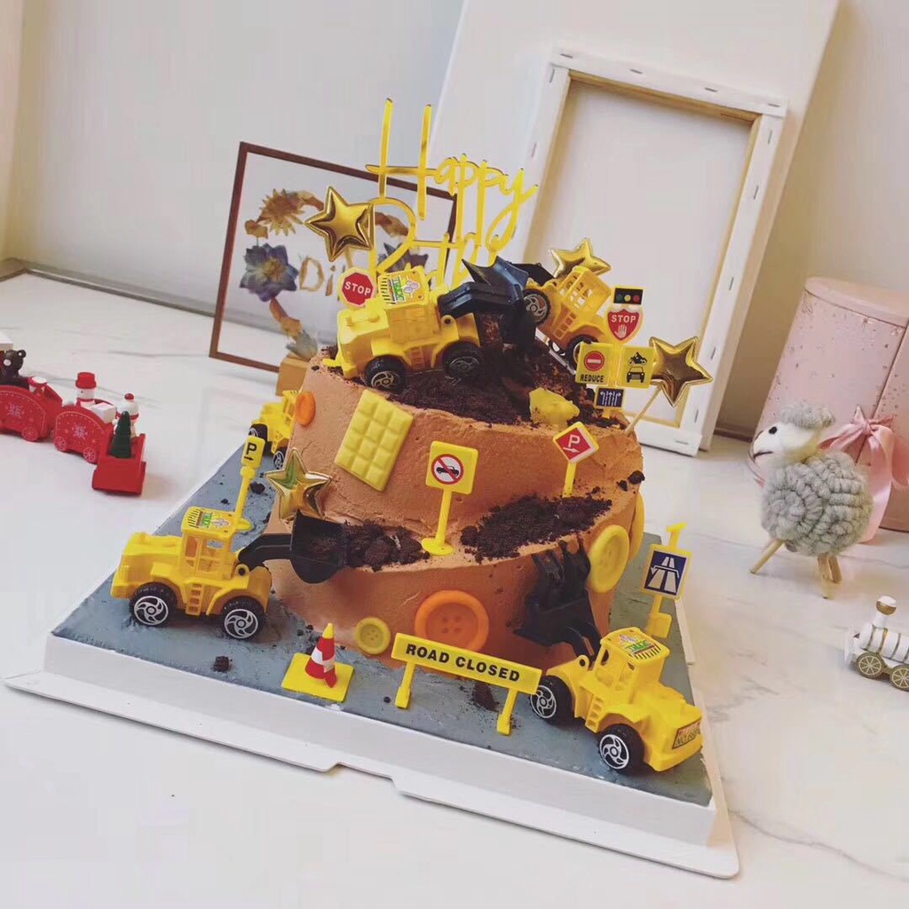 Jual 6 pcs Hiasan kue cake topper mobil mobilan konstruksi traktor ...