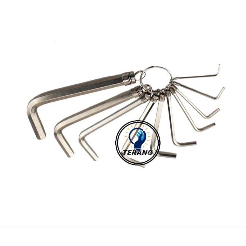 Jual KUNCI L SET 10 PCS PLAT HEX HEXAGONAL KEY WRENCH CHROME HITAM ...