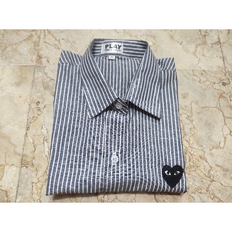 Jual Kemeja CDG PLAY Heart Hati Garis Shirts Stripe UNISEX (PO ...
