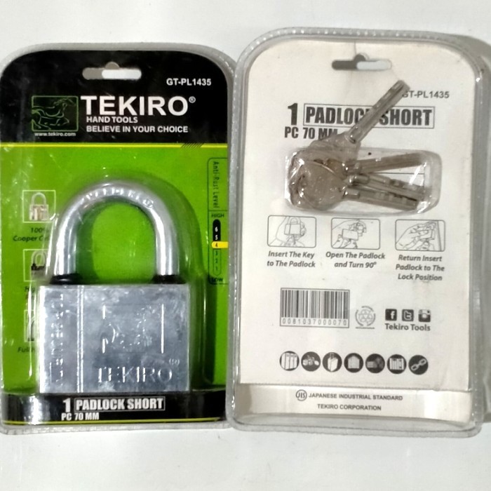 Jual TEKIRO GEMBOK LEHER PENDEK 70MM / PADLOCK PUTIH KOTAK 70 PENDEK ...