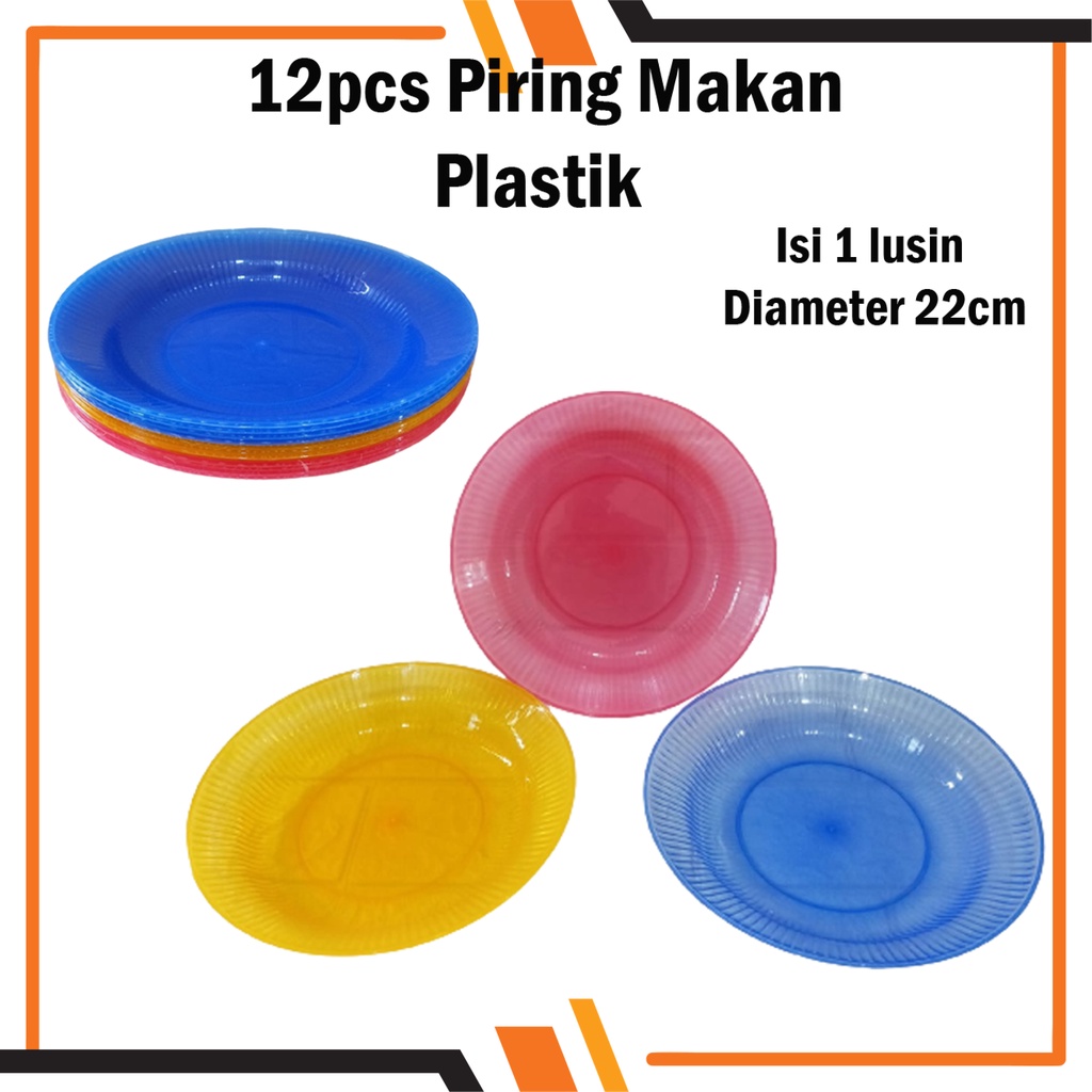 Jual 12pcs Piring Makan Plastik Belimbing / Piring Plastik Warna Lusinan Warna Warni Ukuran 9 ...