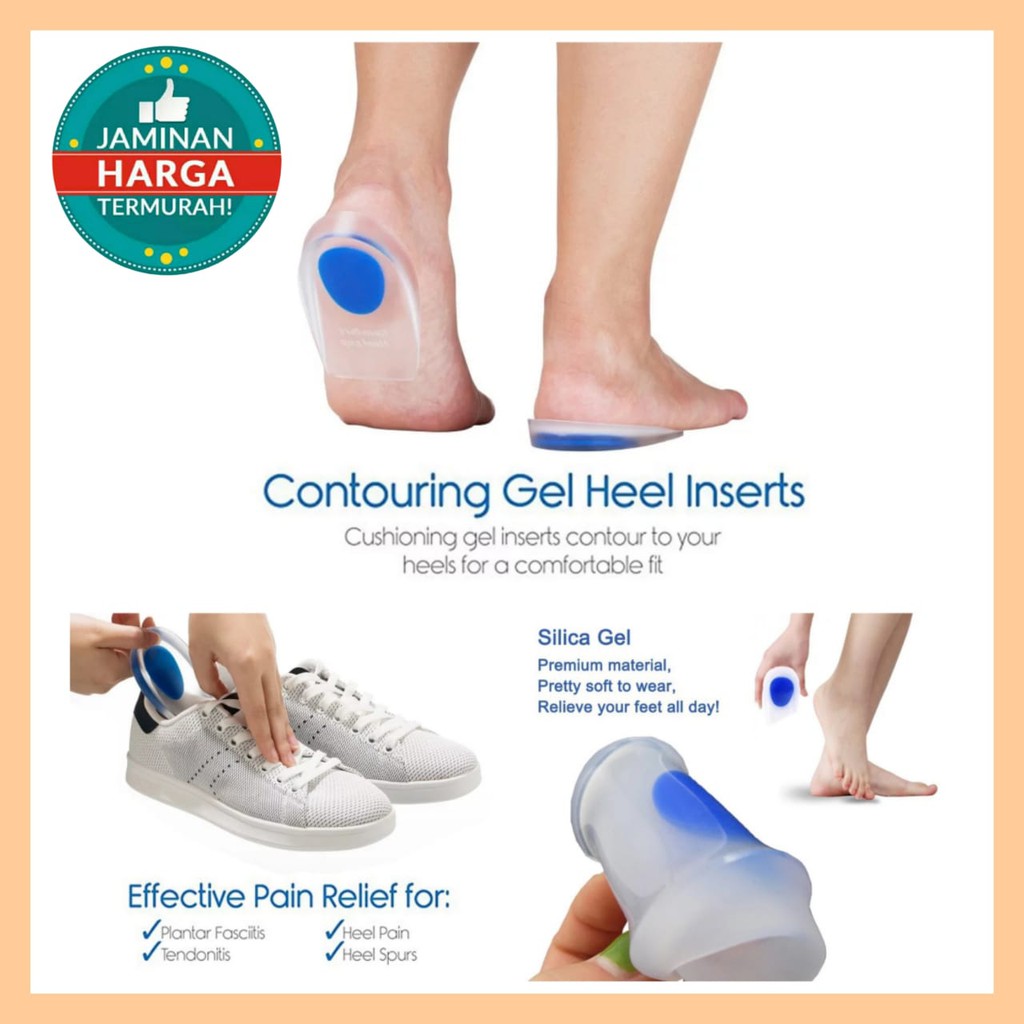 Jual 1 Pasang Insole Gel Silicone Tumit / Bantalan Tumit Silikon Biru ...