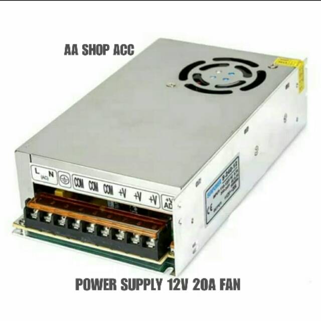 Jual PSU 12V 20A Jaring / Power Supply 20A 12V Cocok Untuk CCTV / Lampu LED Strip Dll | Shopee ...