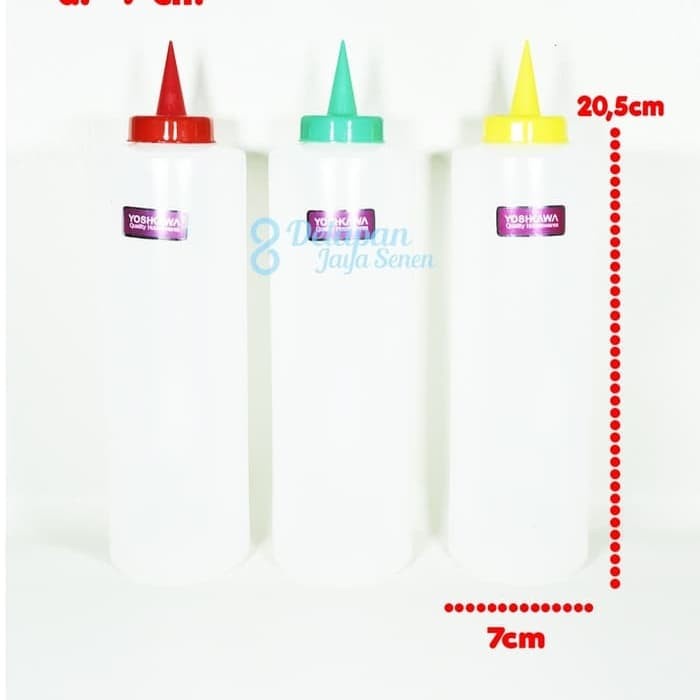Jual Botol Saos Putih Lancip Yoshikawa Tutup Warna Warni 800ML Sauce ...
