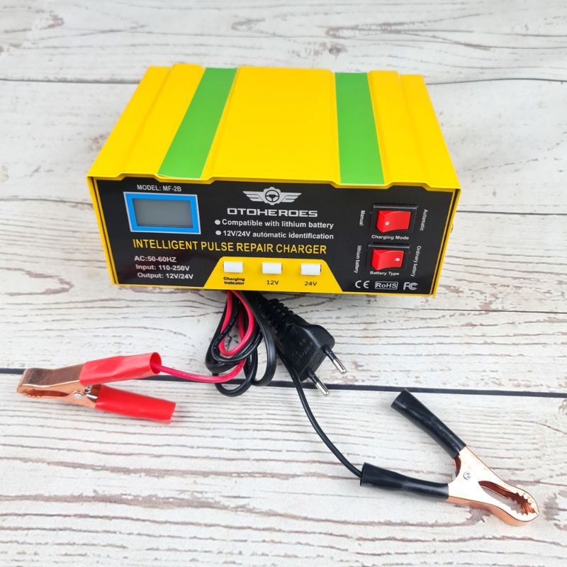 Jual Charger Aki Mobil Lead Acid Smart Battery Charger 12V/24V 6-105AH ...