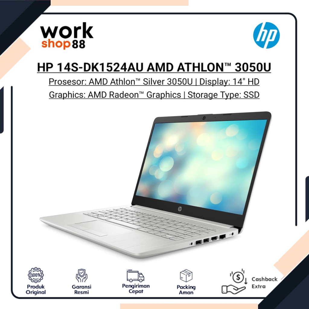 Jual Terbaru HP AMD Radeon Athlon Silver 3050U 4GB / 256GB 512GB SSD ...