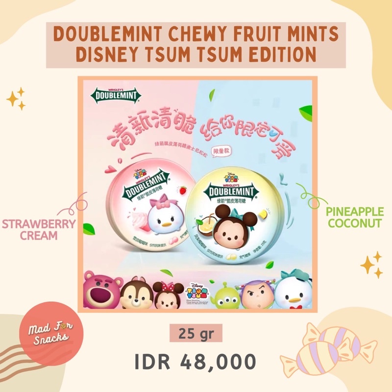 Jual Doublemint Chewy Fruit Mints Disney Tsum Tsum Edition (Strawberry ...