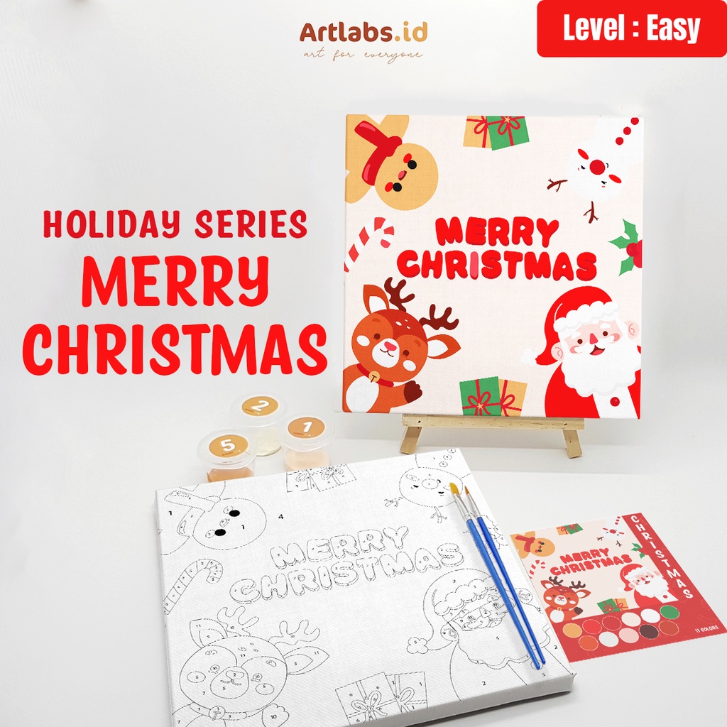 Jual MERRY CHRISTMAS - Paint By Number 11 Color 20x20 cm [Holiday ...