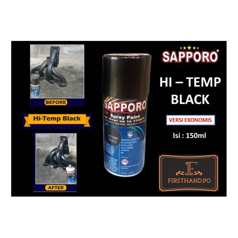 Jual Sapporo Spray Hi Temp Black 150 ml Tahan Panas Knalpot Mesin | Shopee Indonesia