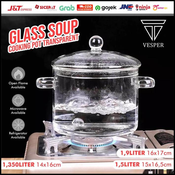 Jual Panci Kaca Transparan Borosilicate Glass Soup Cooking Pot | Shopee ...