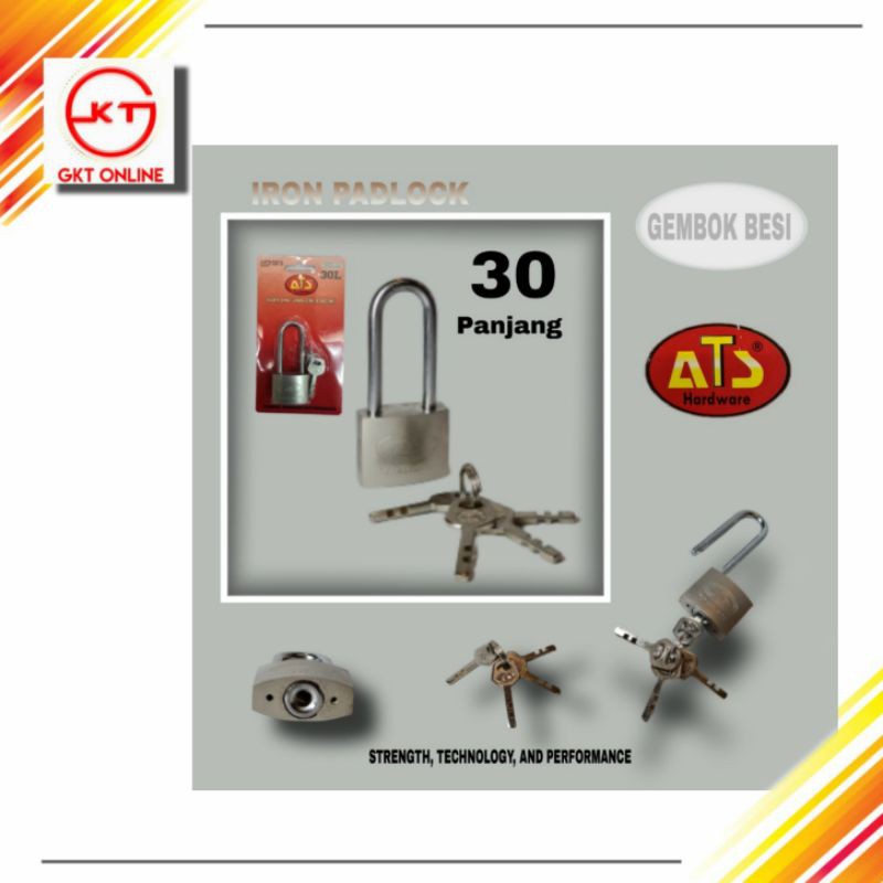 Jual Gembok ATS 30 mm Panjang Kunci / Iron Padlock ATS / Gembok Putih ...