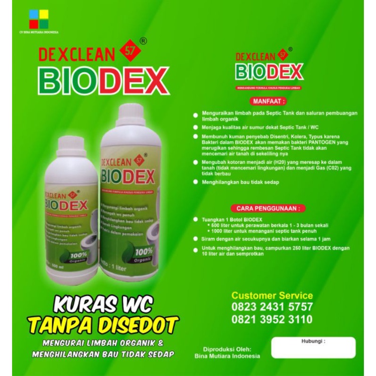 Jual KURAS WC TANPA DISEDOT / 500 ml Pengurai Limbah Organik (BIODEX ...