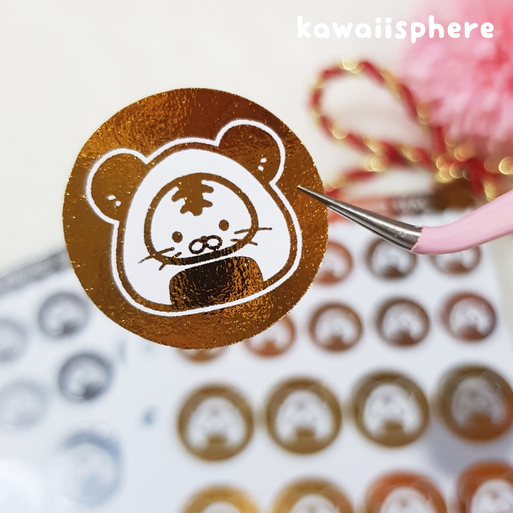 Jual Tiger Onigiri Round Seal | Gold / Silver Foiled A6 Ring Binder ...