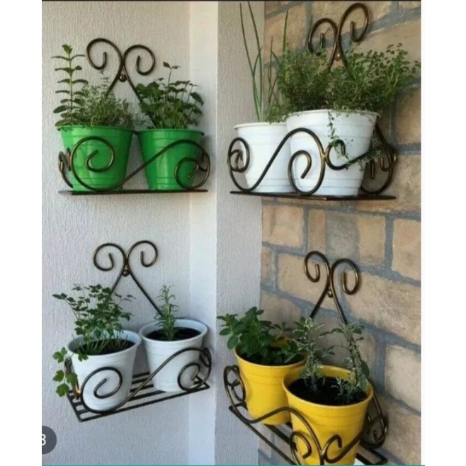Jual stending pot bunga besi/rak pot tanaman/rak pot dinding cantik ...