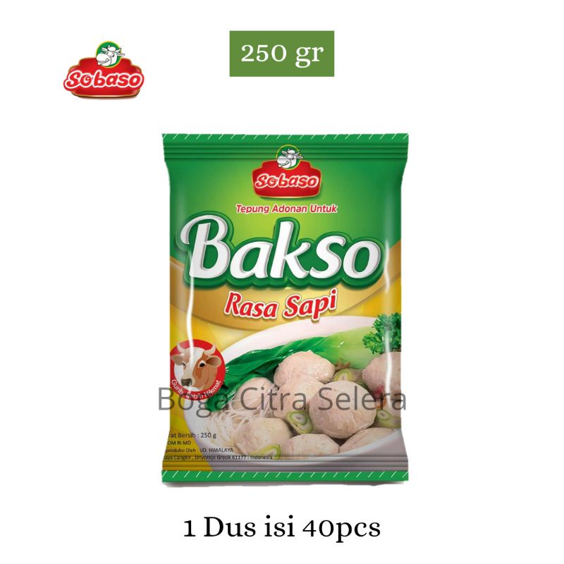 Jual 1 Dus Tepung Adonan Bakso Rasa Sapi Sobaso 250gr (isi 40 pcs ...