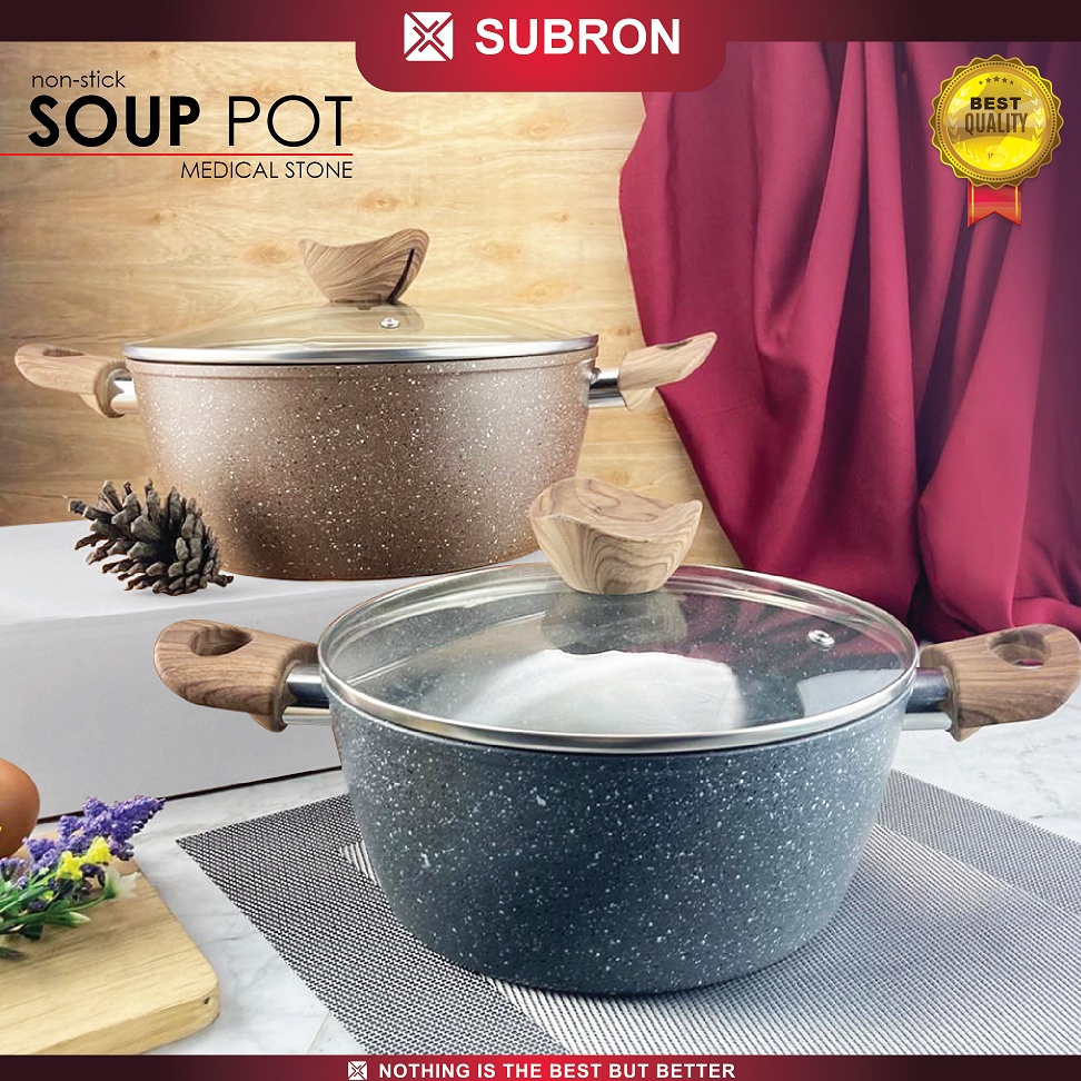 Jual SUBRON Soup Pot Panci Sup 22cm 24cm 26cm Teflon Anti Lengket Pan ...