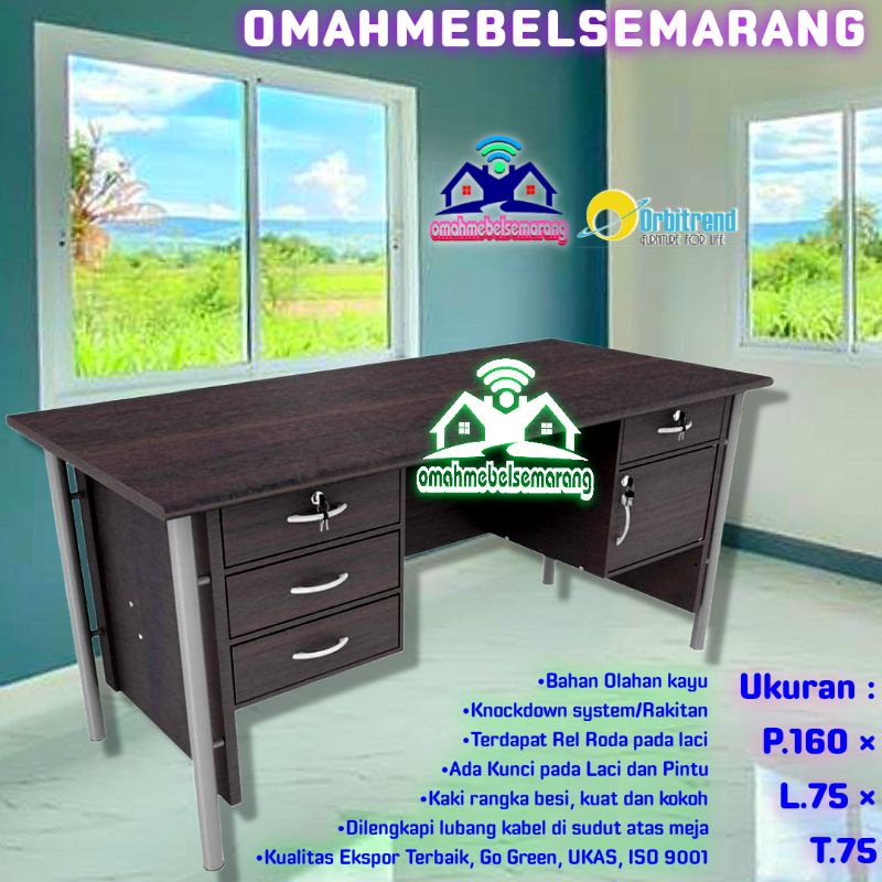 Jual Meja Kerja Kantor kaki besi 160 ORBITREND GST 1080 Meja Tulis ...